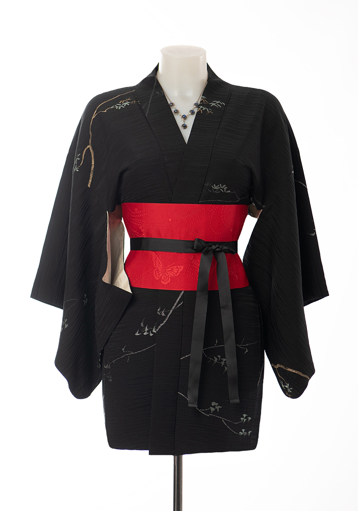 Haori Kimono con pregiato motivo di bambù luminoso e cangiante - Kimono ...