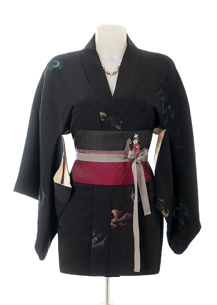 Haori Kimono con raffinato motivo florale luminoso e cangiante - Kimono ...